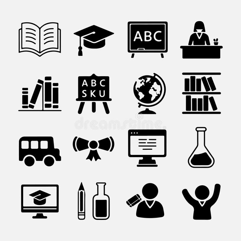 Education and Learning Icons Set. Editable Vector Icon Stock Vector ...