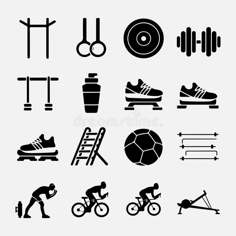 Fitness and Gym Icons Set. Editable Vector Icon Stock Vector ...
