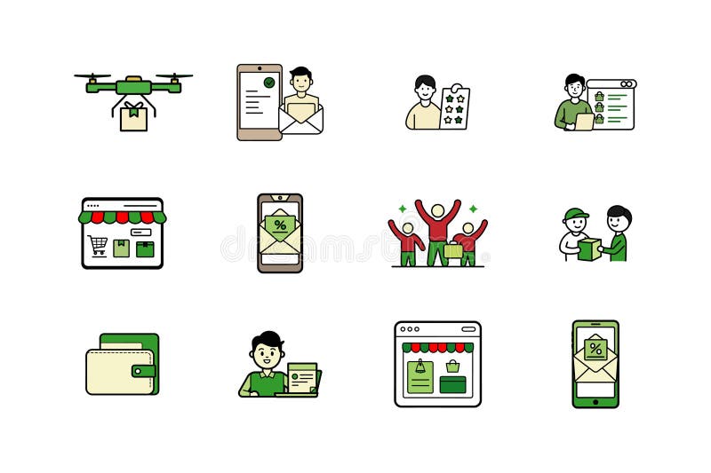 The Future of E-commerce- a Creative Collection of Outline Vector Art ...