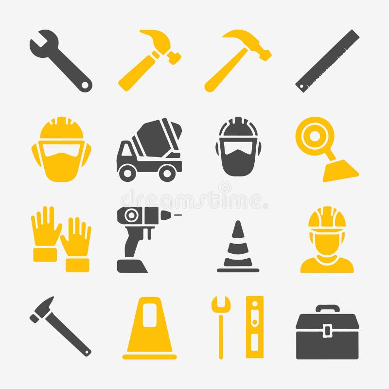 Construction and Tools Icons Set. Editable Vector Icon Stock Vector ...