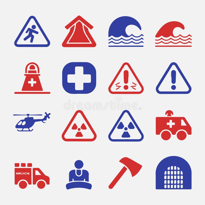 Disaster and Emergency Icons Set. Editable Vector Icon Stock Vector ...