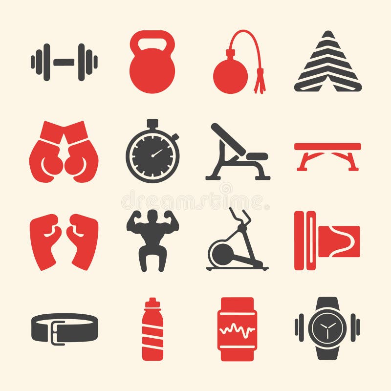 Fitness and Gym Icons Set. Editable Vector Icon Stock Vector ...