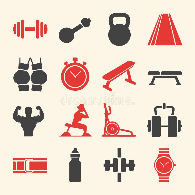 Fitness and Gym Icons Set. Editable Vector Icon Stock Vector ...