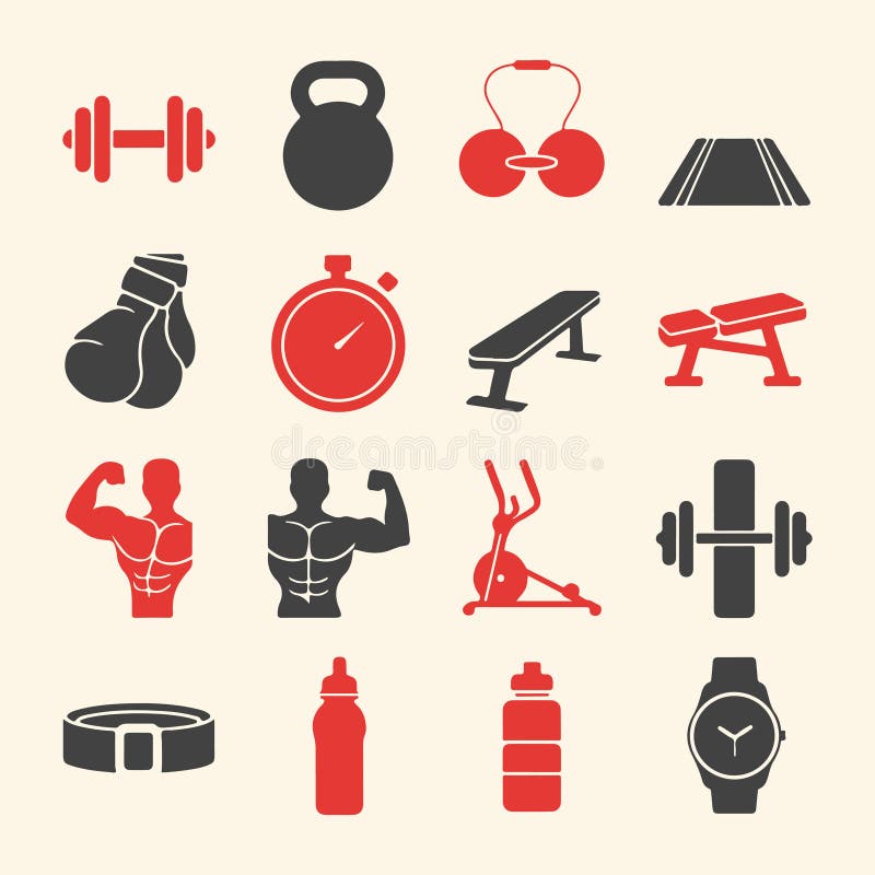 Fitness and Gym Icons Set. Editable Vector Icon Stock Vector ...