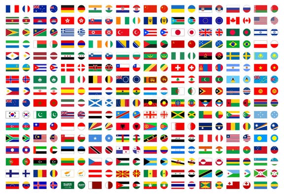 All Countries Flag Set. National Flags in Circle Shape. National Flags ...