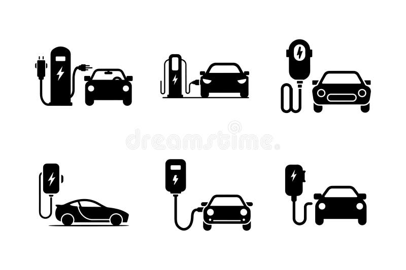 EV Charging Station Icons Set. Editable Vector Icon Stock Vector ...