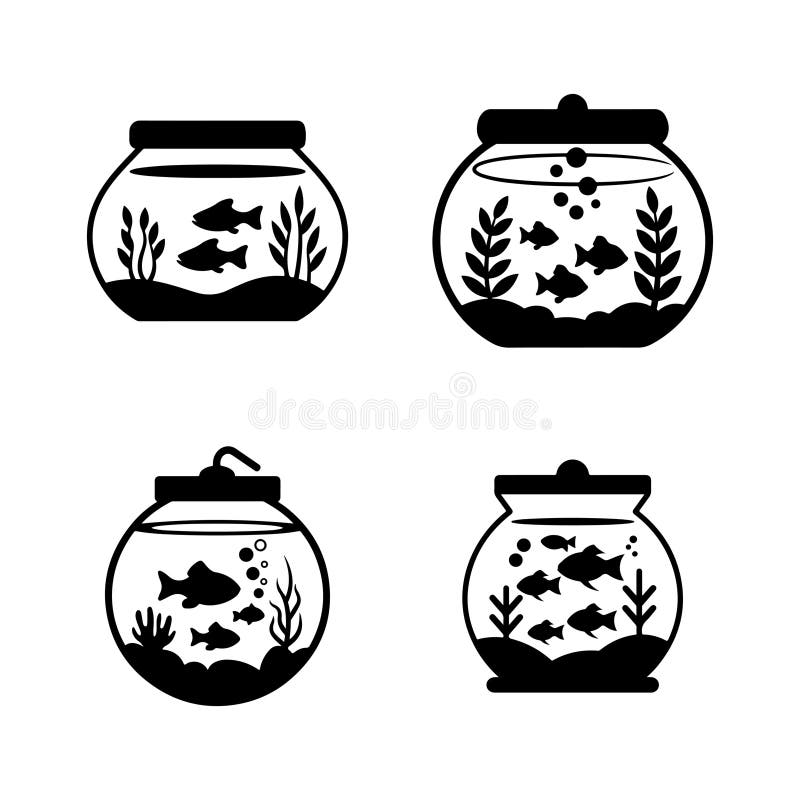 Fish Tank Icons Set. Editable Vector Icon Stock Vector - Illustration ...