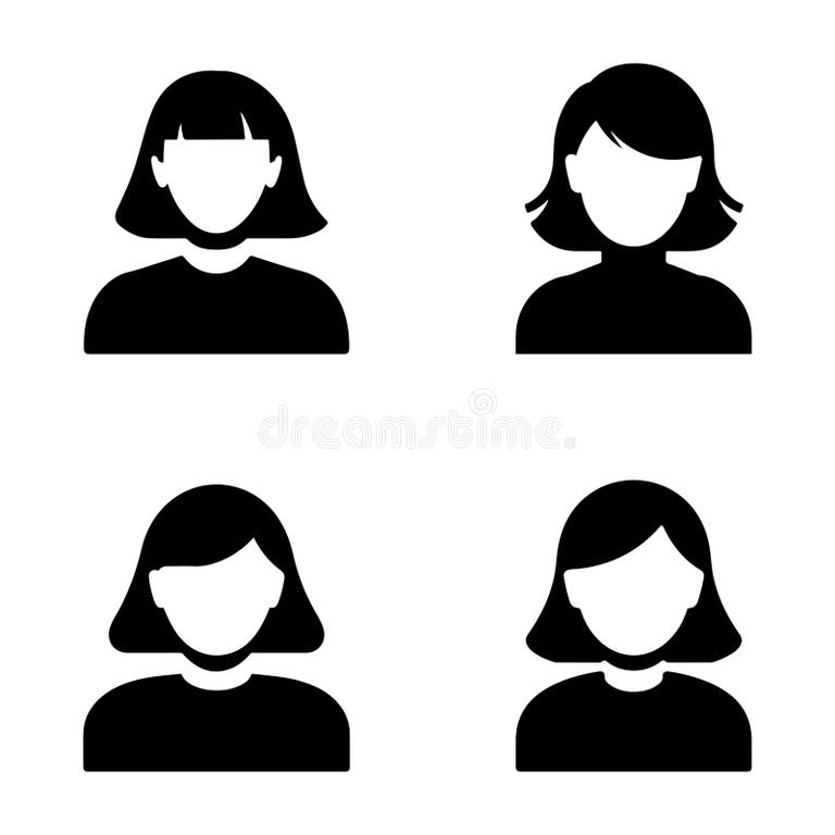 Female User Icons Set. Editable Vector Icon Stock Vector - Illustration ...