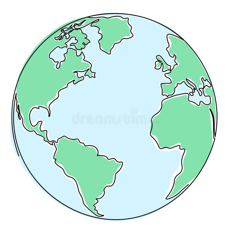 Earth Globe Outline with Focus on Atlantic Ocean Stock Vector ...