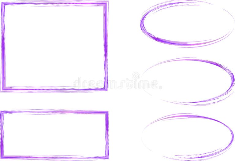 Purple Art Doodle Stroke Frames Collection Stock Vector - Illustration ...