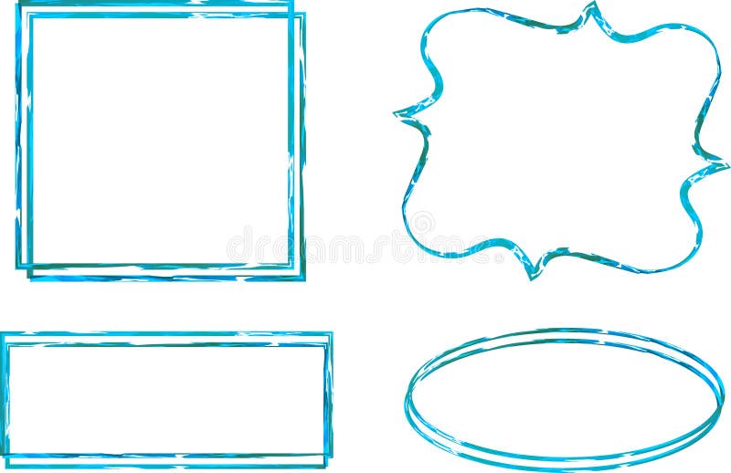 Different Frames Blue Color Pattern Set Vector Stock Vector ...