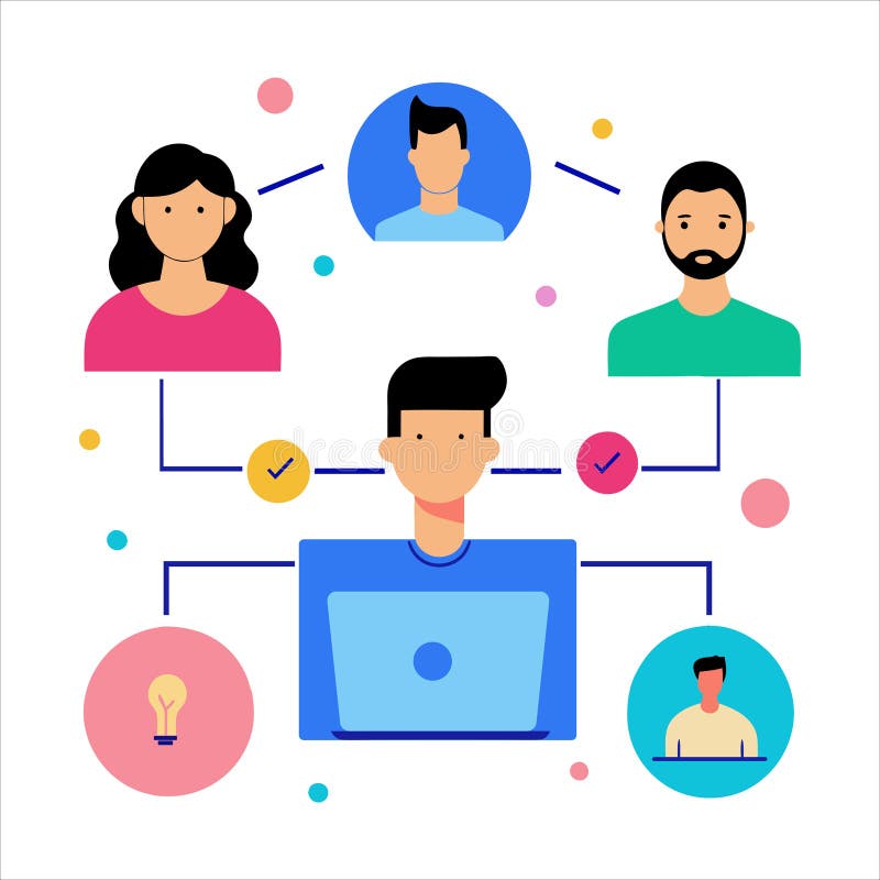 Virtual Team Collaboration in a Digital Workspace Stock Vector ...
