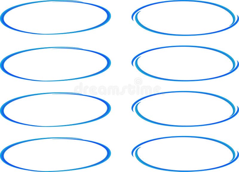 Bright Blue Abstract Ellipse Sketch Frame Set Vector Stock Illustration ...