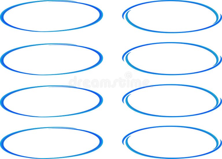 Bright Blue Abstract Ellipse Sketch Frame Set Vector Stock Illustration ...