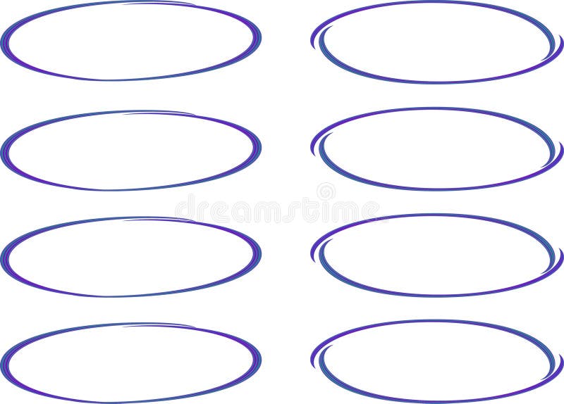 Blue Abstract Ellipse Sketch Frame Set Vector Stock Illustration ...