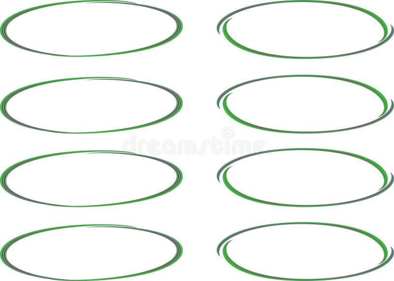 Green Abstract Ellipse Sketch Frame Set Vector Stock Illustration ...