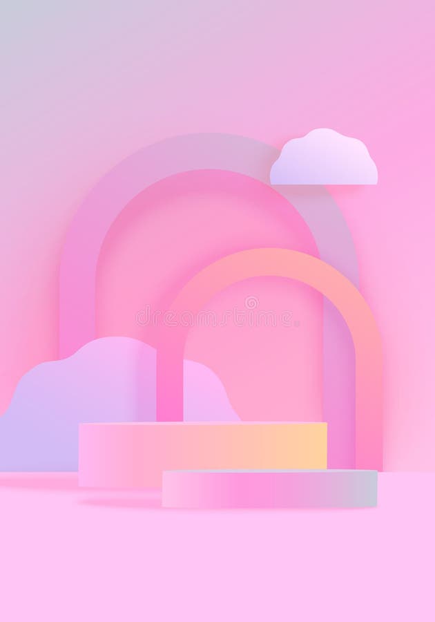 Trendy Modern Bright Poster with Figures and Podium Stock Vector ...