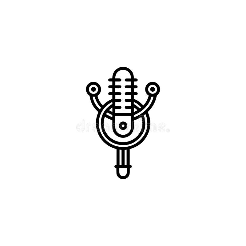 Black and White Minimalist Line Art of a Microphone Stock Vector ...