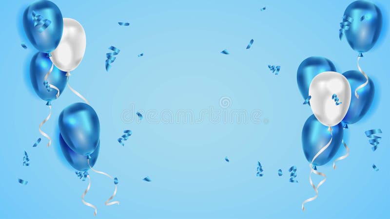 Realistic Blue Balloons and Confetti Background Stock Vector ...