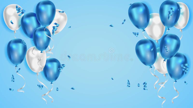 Realistic Blue Balloons and Confetti Background Stock Vector ...