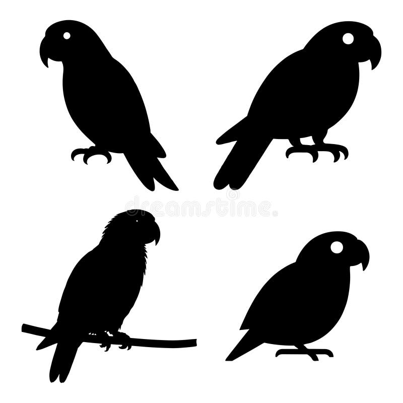 A Silhouette of a Parrot on a Branch Clipart Design Stock Vector ...