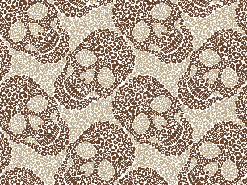 Seamless Leopard and Skull Pattern. Abstract Animal Pattern Stock ...