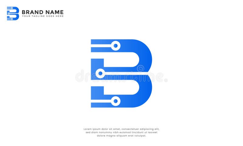 Modern B Letter Logo with Tech Elements Stock Illustration ...