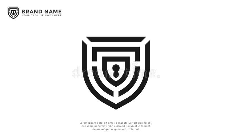 Minimalist Geometric Shield Logo Featuring a Keyhole Stock Illustration ...
