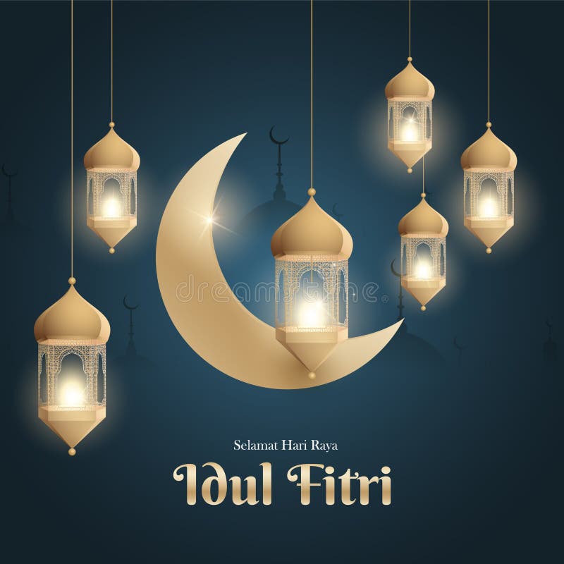 Elegant Idul Fitri Graphic Design with Islamic Patterns, Crescent Moon ...