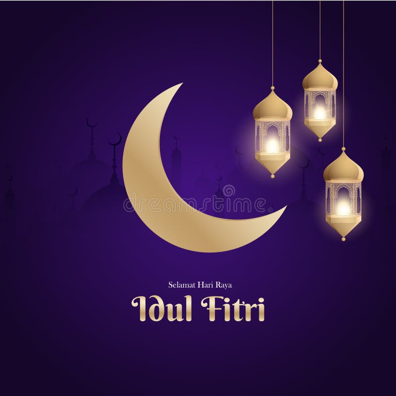 Elegant Idul Fitri Graphic Design with Islamic Patterns, Crescent Moon ...
