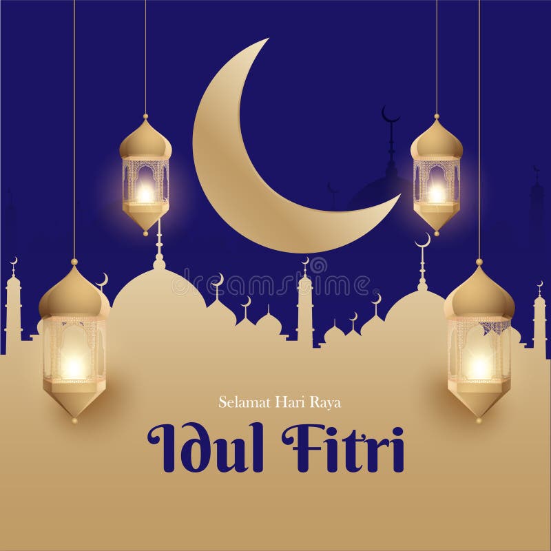 Elegant Idul Fitri Graphic Design with Islamic Patterns, Crescent Moon ...