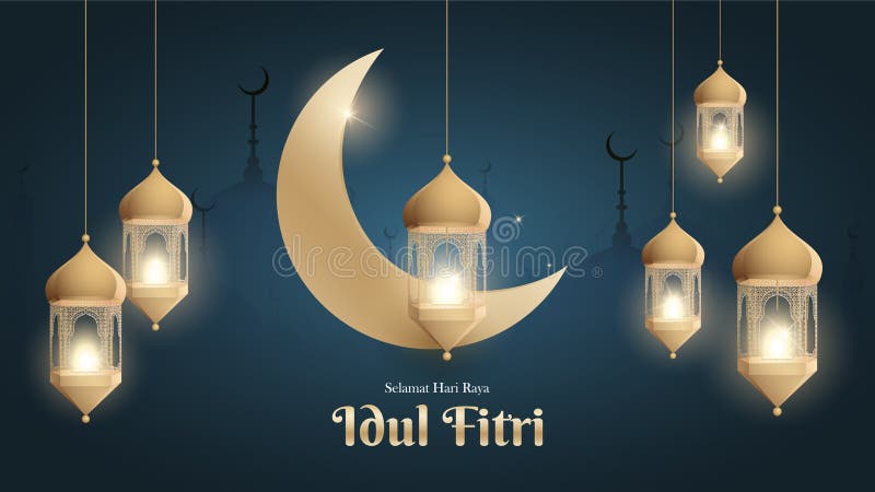 Elegant Idul Fitri Graphic Design with Islamic Patterns, Crescent Moon ...