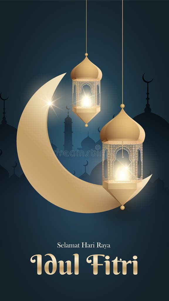Elegant Idul Fitri Graphic Design with Islamic Patterns, Crescent Moon ...