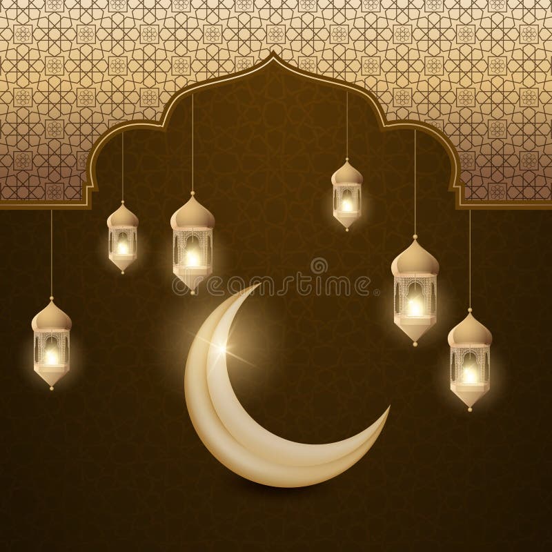 Elegant Idul Fitri Graphic Design with Islamic Patterns, Crescent Moon ...