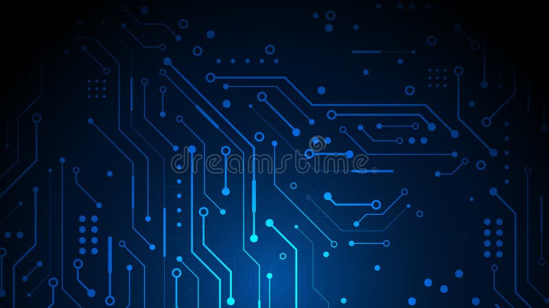 Futuristic Circuit Board Tech Background with Digital Blue PCB Pattern ...