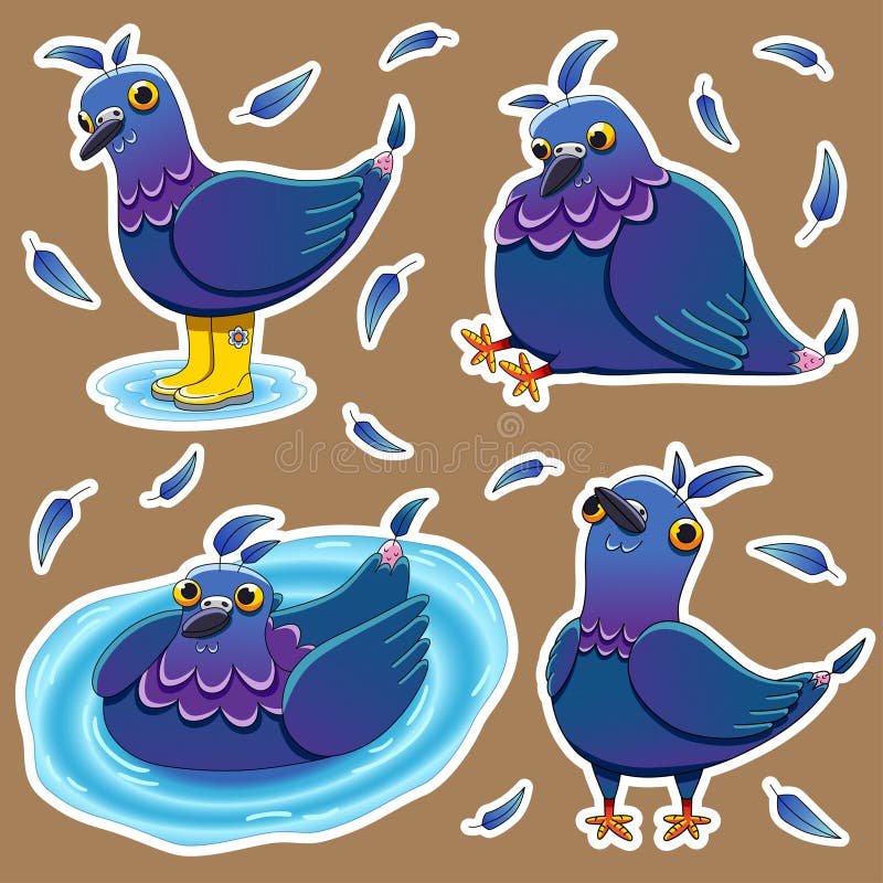 Funny Cartoon Pigeon Stickers – Cute and Hilarious Bird Expressions ...