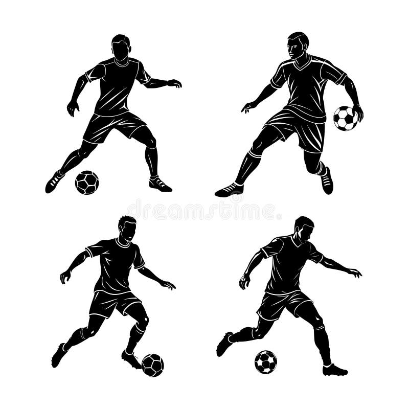 Silhouette of Football Players in Action during a Match, Soccer Players ...