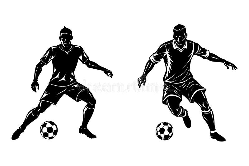 Silhouette of Football Players in Action during a Match, Soccer Players ...