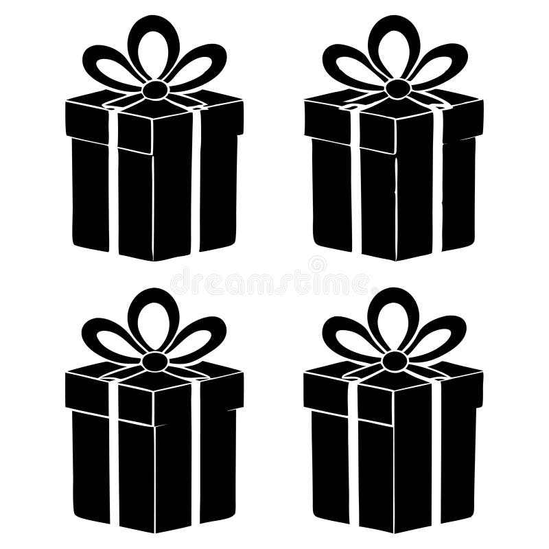 Set of Gift Boxes with Ribbons and Bows in a Festive Design, Set of ...