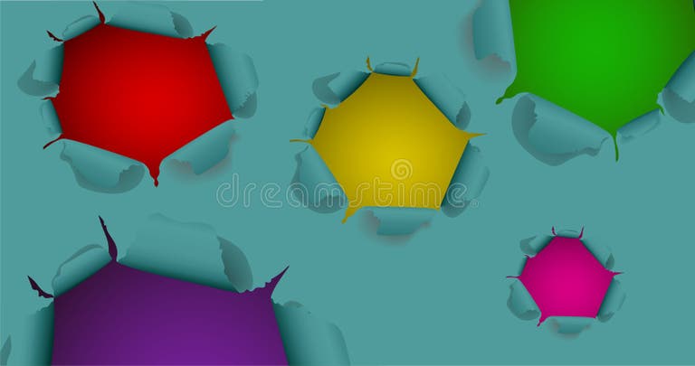 Paper Background with Holes, Colorful Holes on a Blue Background Stock ...