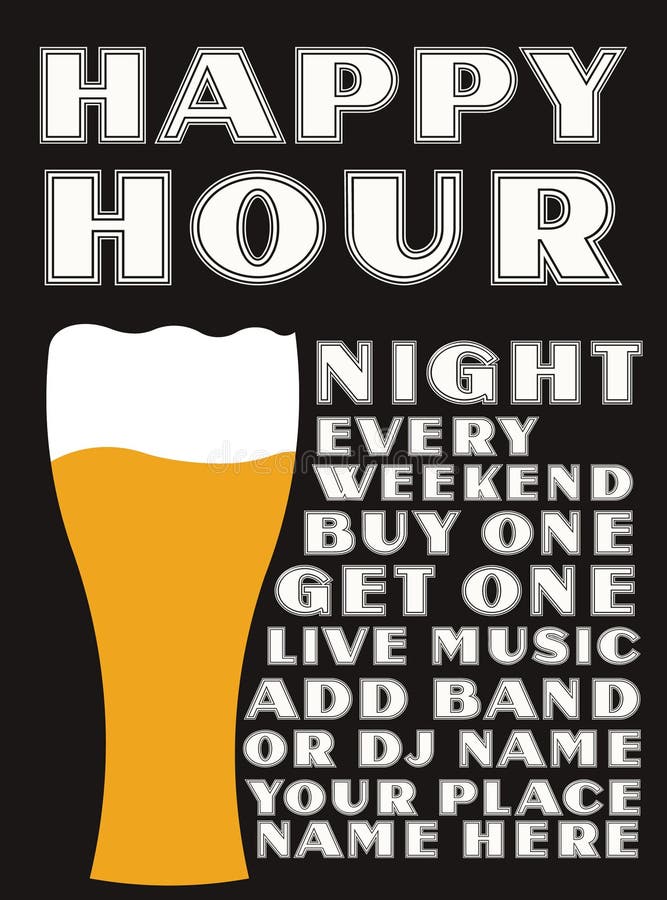 Happy Hour Night Flyer Poster Social Media Post Design Stock Vector ...