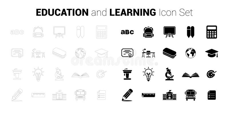 Education and Learning Icon Set. Editable Minimalist Vector Icons. Flat ...