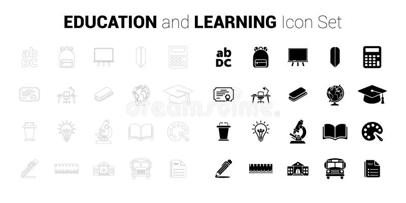 Education and Learning Icon Set. Editable Minimalist Vector Icons. Flat ...