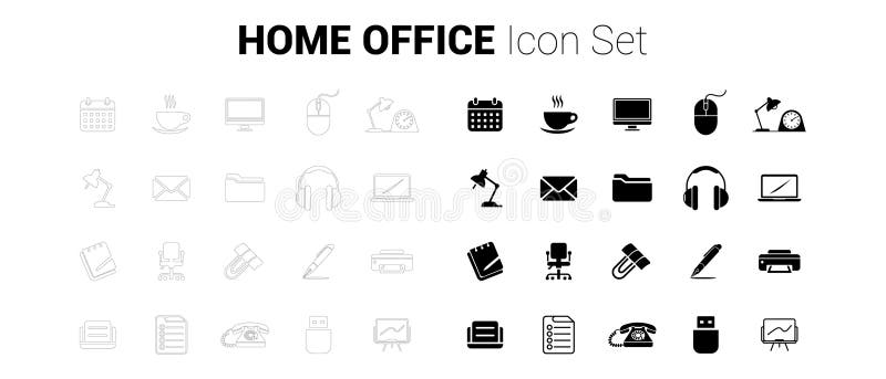 Home Office Icons Set. Editable Minimalist Vector Icons. Flat and ...
