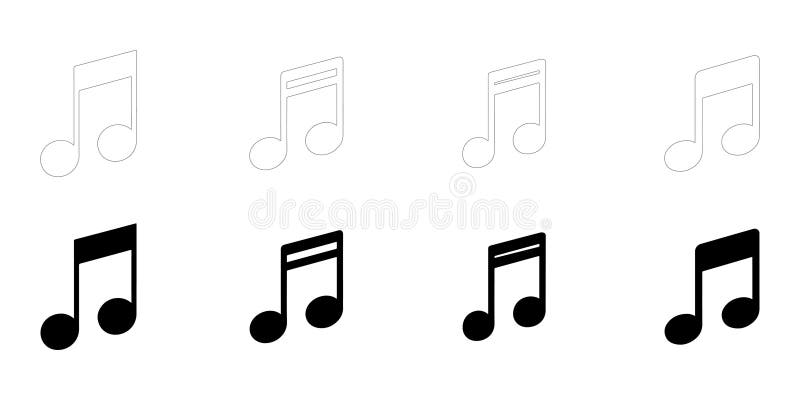 Music Note Icons Set. Editable Minimalist Vector Icons. Flat and ...
