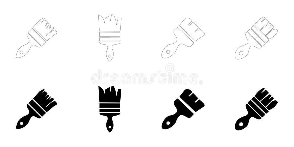 Paintbrush Icons Set. Editable Minimalist Vector Icons. Flat and ...