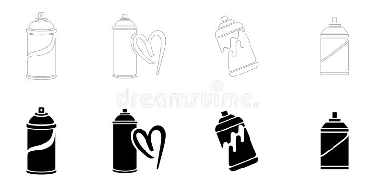 Spray Paint Cans Icons Set. Editable Minimalist Vector Icons. Flat and ...
