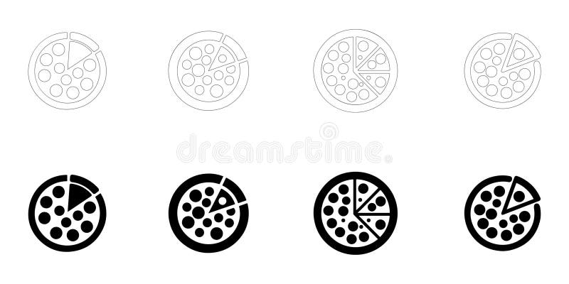 Pizza Icons Set. Editable Minimalist Vector Icons. Flat and Outline Stock Vector - Illustration ...