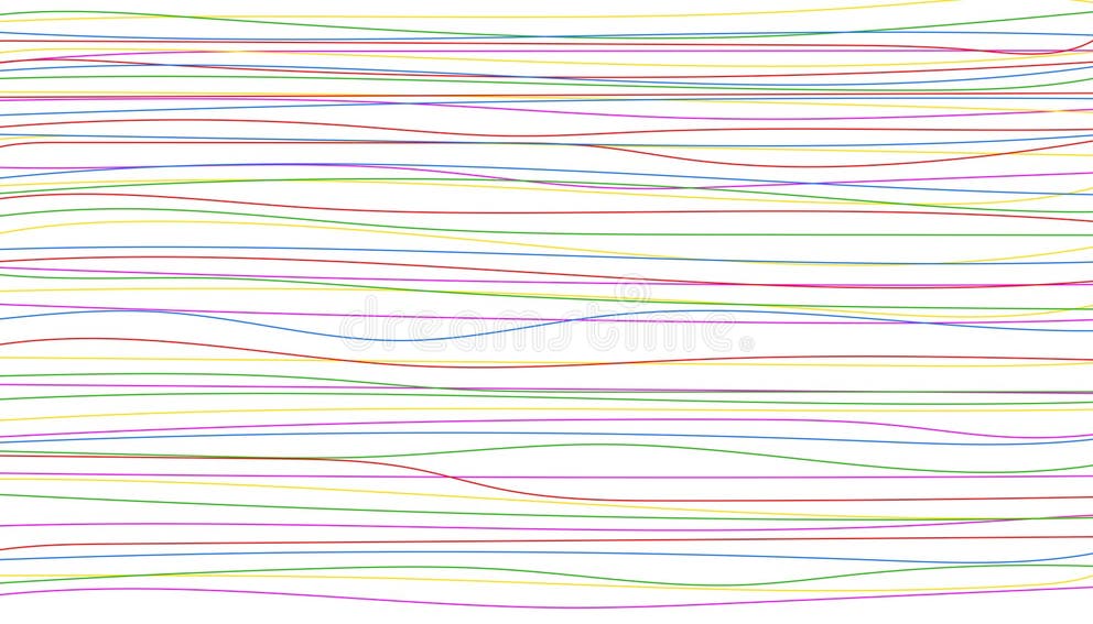 Many Colored Horizontal Lines on a White Background. Colorful Pen Lines ...