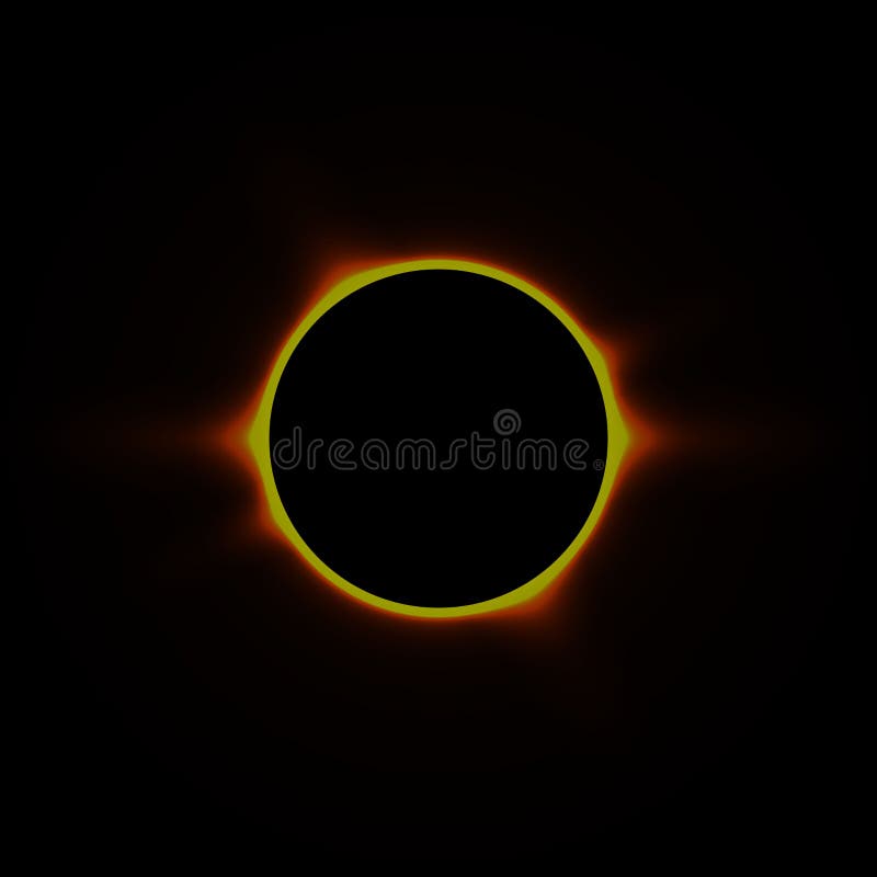 Total Solar Eclipse Circle with Fiery Red Ring of Fire Stock Vector ...